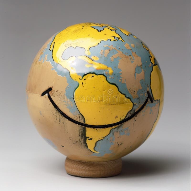 Smiley Face Exploring Globe Stock Illustration - Illustration of sights ...