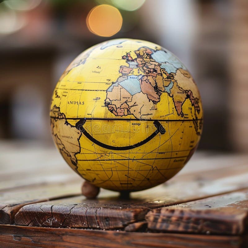 Smiley Face Exploring Globe Stock Illustration - Illustration of ...