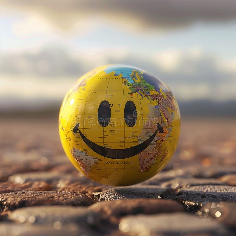 Smiley Face Exploring Globe Stock Illustration - Illustration of ...
