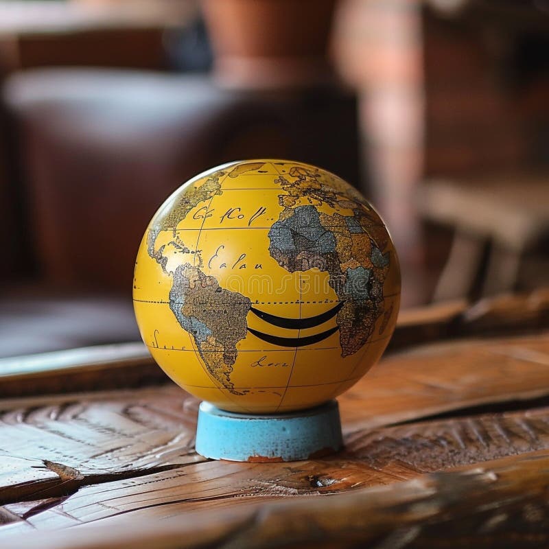Smiley Face Exploring Globe Stock Illustration - Illustration of ...