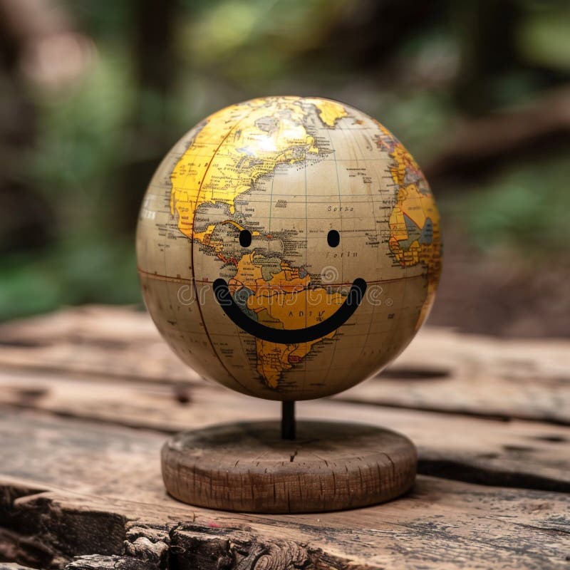 Smiley Face Exploring Globe Stock Illustration - Illustration of ...