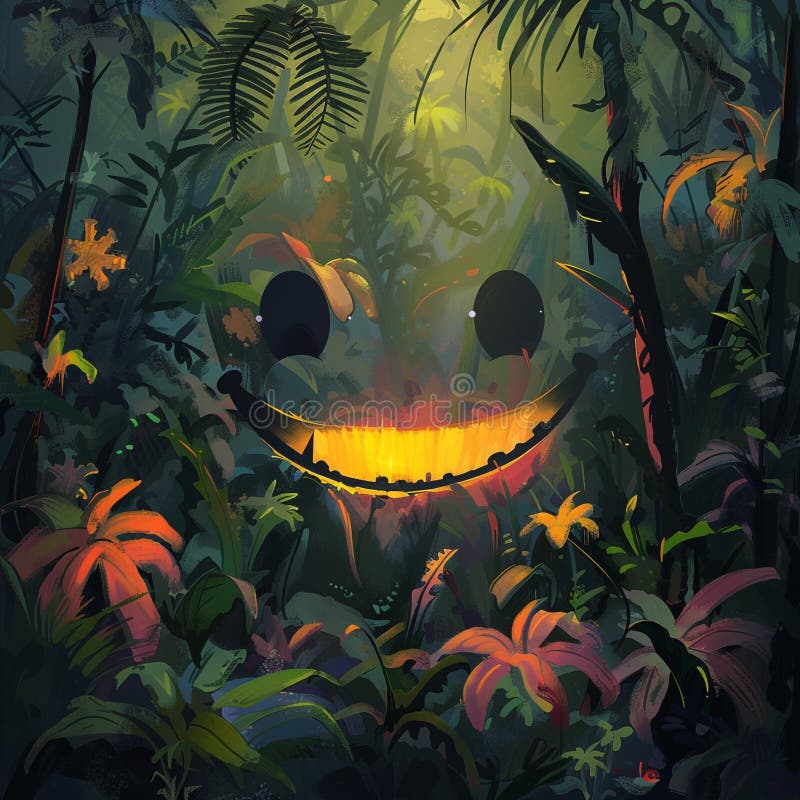 Smiley Face Exploring Jungle Wilderness Stock Illustration ...
