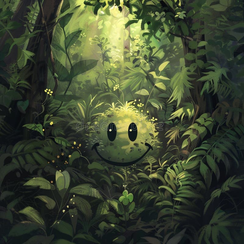 Smiley Face Exploring Jungle Wilderness Stock Illustration ...