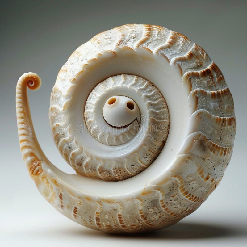 Smiley Face Featuring a Nautilus with a Coiled Shell Stock Illustration ...
