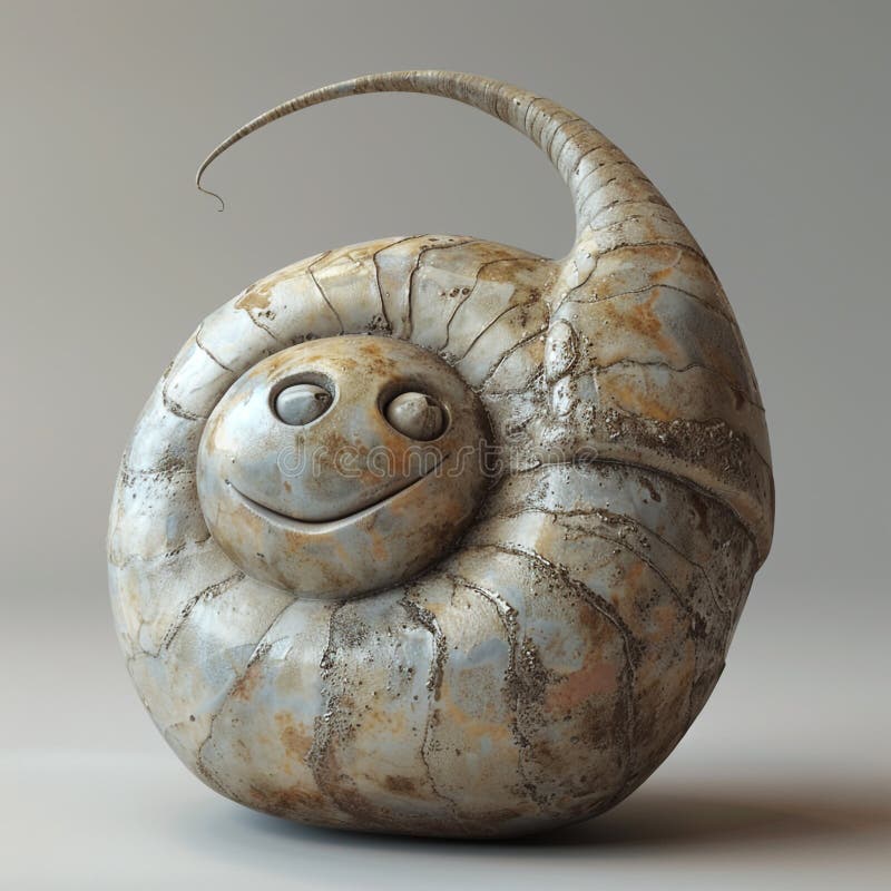 Smiley Face Featuring a Nautilus with a Coiled Shell Stock Illustration ...