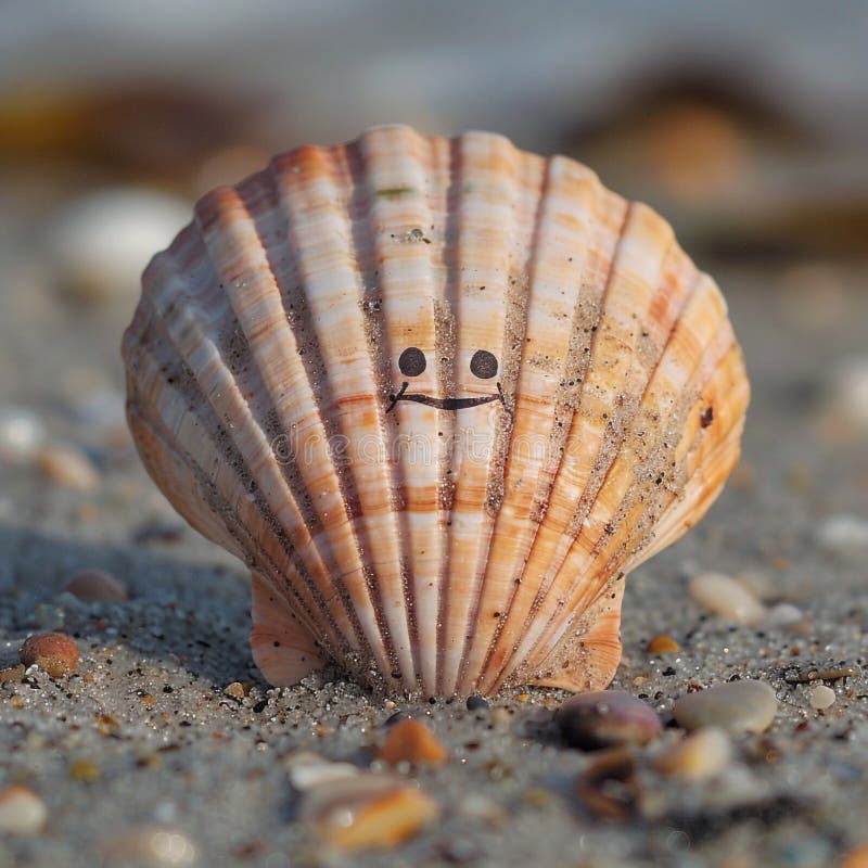Smiley Face Featuring a Scallop Shell Stock Illustration - Illustration ...