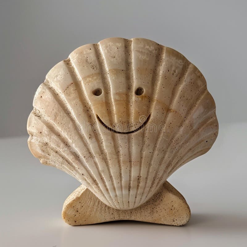 Smiley Face Featuring a Scallop Shell Stock Illustration - Illustration ...