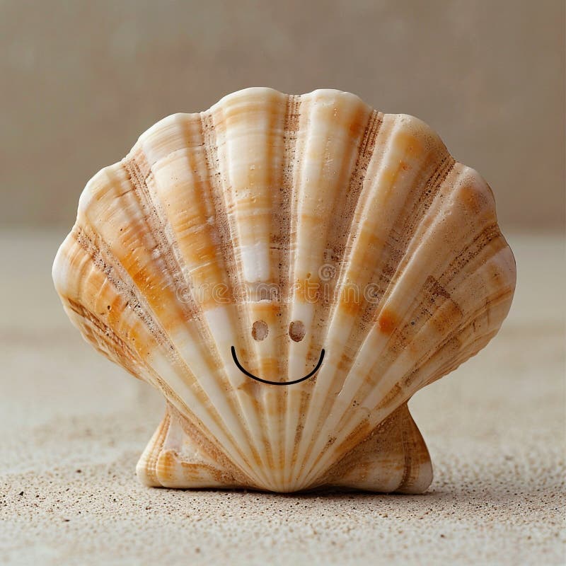 Smiley Face Featuring a Scallop Shell Stock Illustration - Illustration ...
