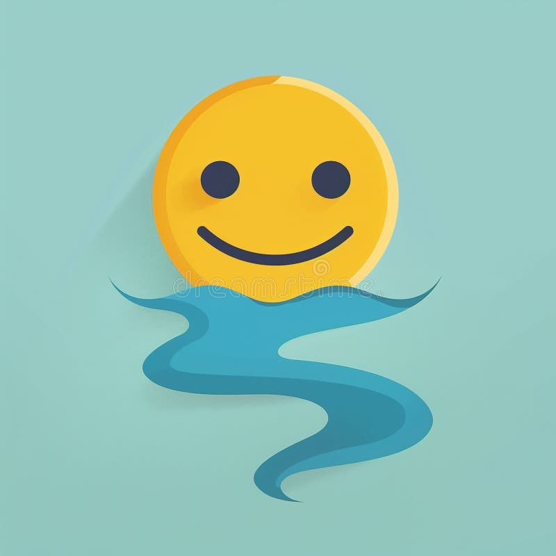 Smiley Face Flowing beside a River Stock Illustration - Illustration of ...