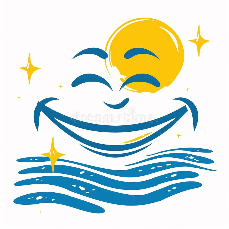 Smiley Face Flowing beside a River Stock Illustration - Illustration of ...