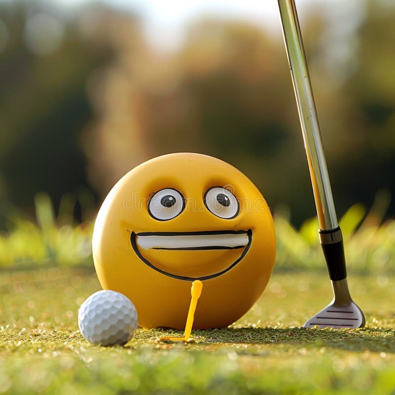 Smiley Face Hitting a Hole in One with a Golf Club Stock Illustration ...