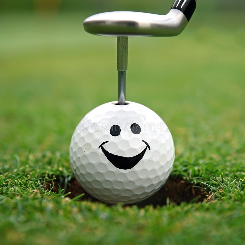 Smiley Face Hitting a Hole in One with a Golf Club Stock Illustration ...