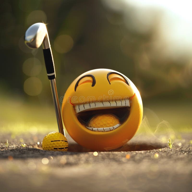 Smiley Face Hitting a Hole in One with a Golf Club Stock Illustration ...