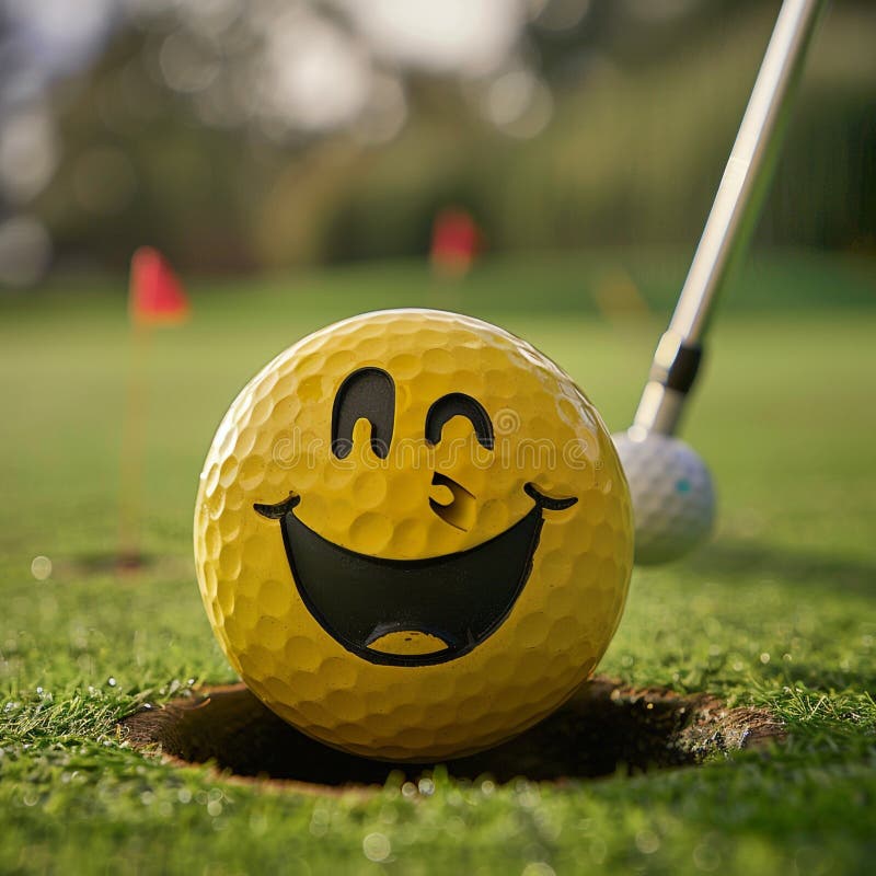 Smiley Face Hitting a Hole in One with a Golf Club Stock Illustration ...