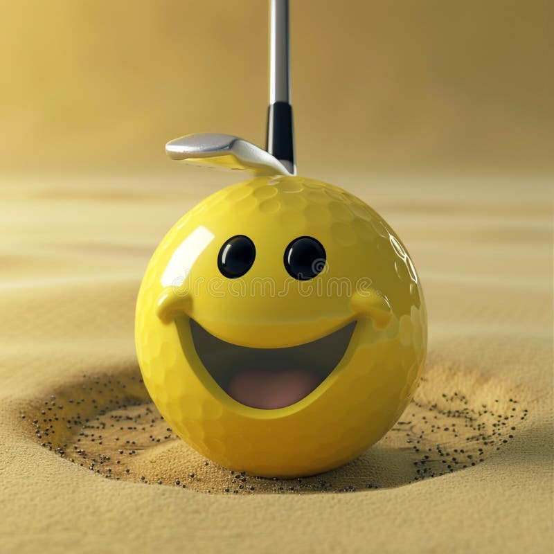 Smiley Face Hitting a Hole in One with a Golf Club Stock Illustration ...