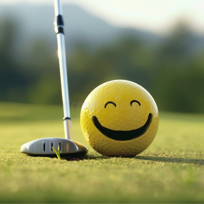 Smiley Face Hitting a Hole in One with a Golf Club Stock Illustration ...