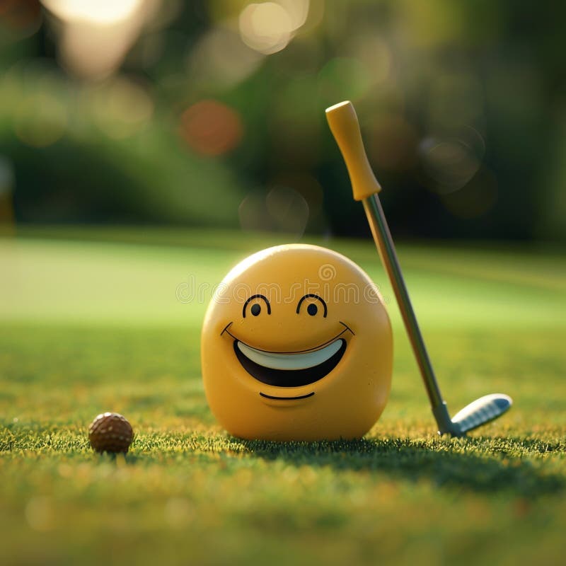 Smiley Face Hitting a Hole in One with a Golf Club Stock Illustration ...