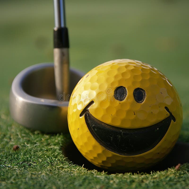 Smiley Face Hitting a Hole in One with a Golf Club Stock Illustration ...