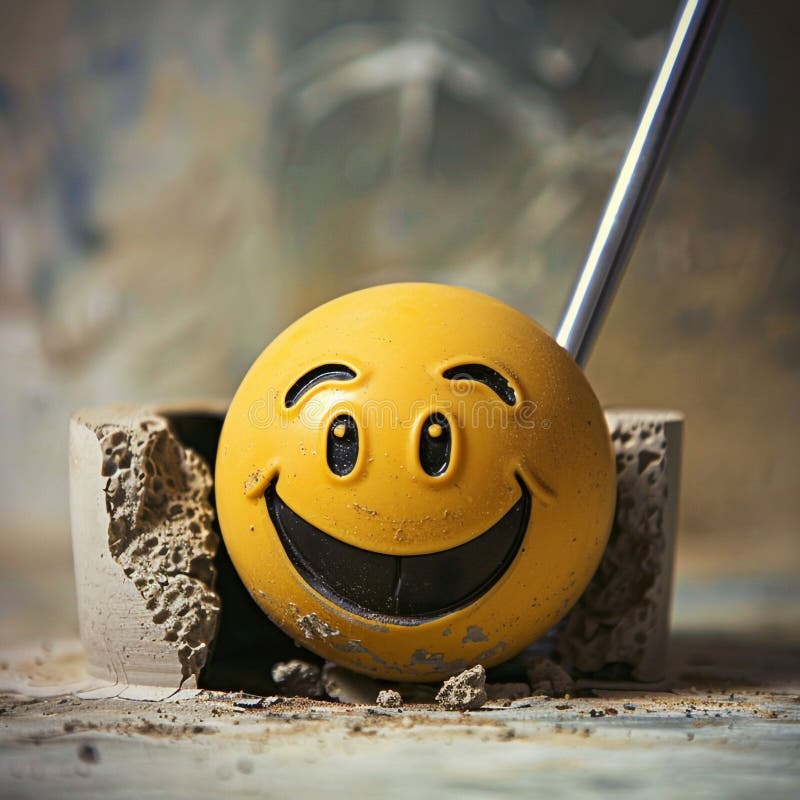 Smiley Face Hitting a Hole in One with a Golf Club Stock Illustration ...