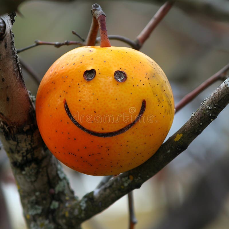 Smiley Face Holding an Apple from a Tree Stock Illustration ...