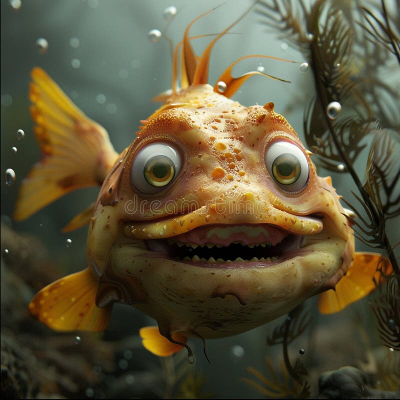 Smiley Face Holding a Cod in Cold Waters Stock Illustration ...