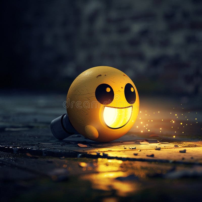 Smiley Face Holding Flashlight Searching at Night Stock Illustration ...