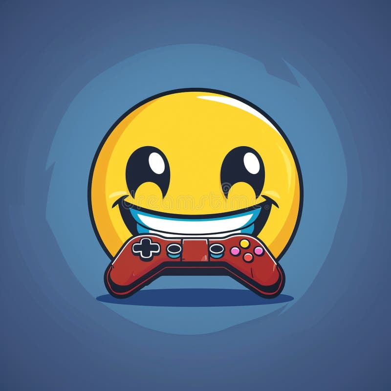 Smiley Face Holding Game Controller Playing Video Games Stock ...