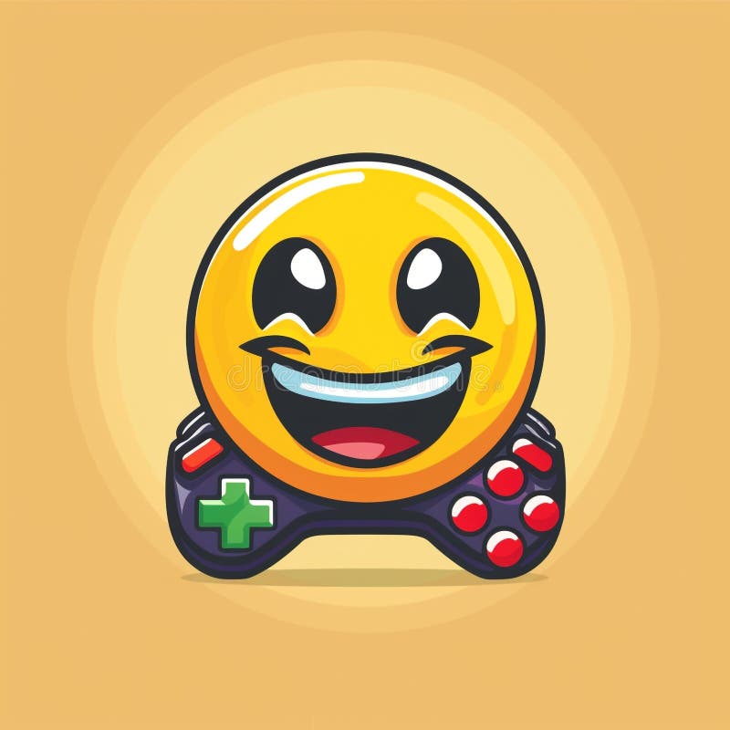 Smiley Face Holding Game Controller Playing Video Games Stock ...