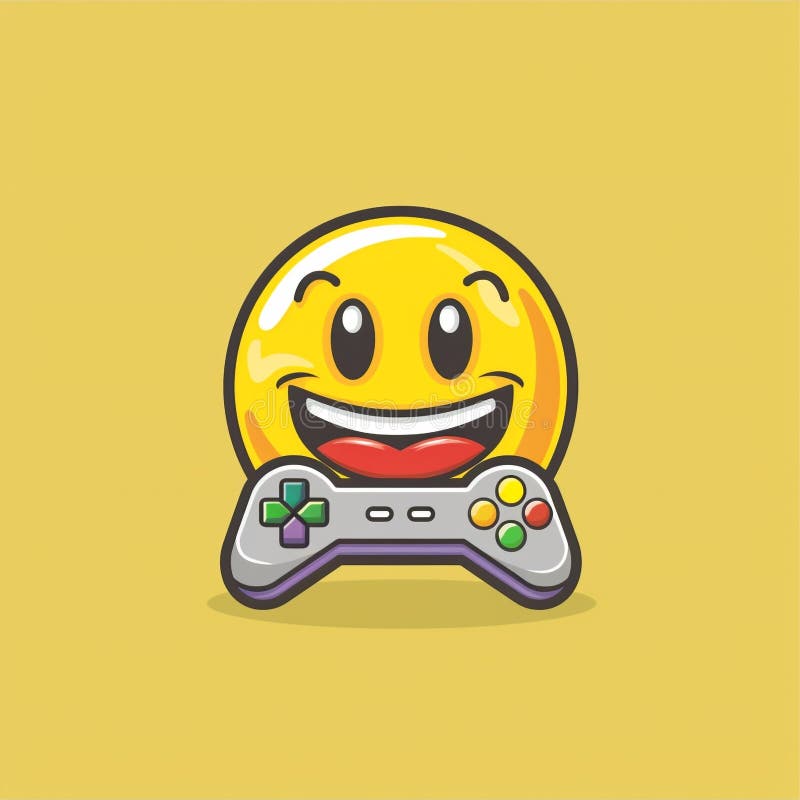 Smiley Face Holding Game Controller Playing Video Games Stock ...