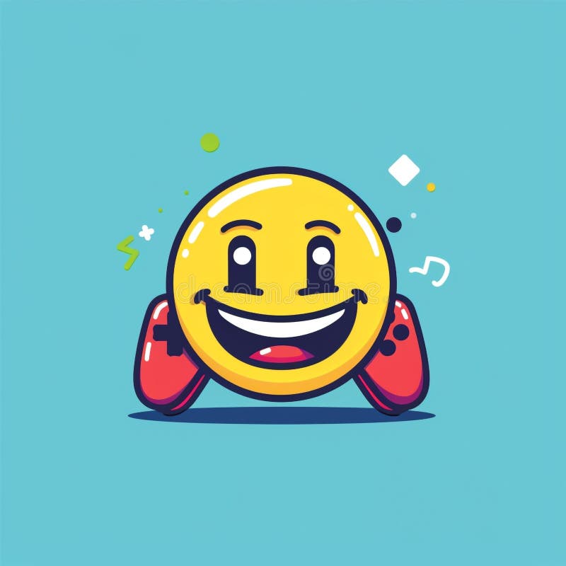Smiley Face Holding Game Controller Playing Video Games Stock ...