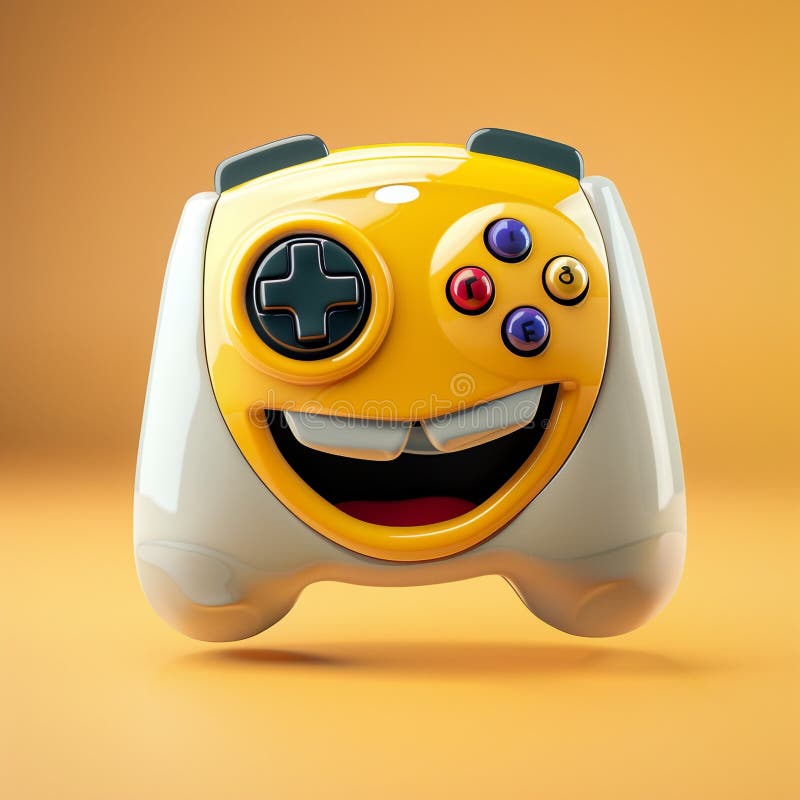 Smiley Face Holding Game Controller Playing Video Games Stock ...