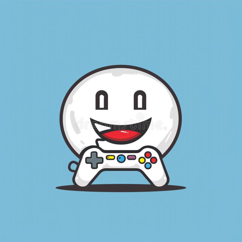 Smiley Face Holding Game Controller Playing Video Games Stock ...