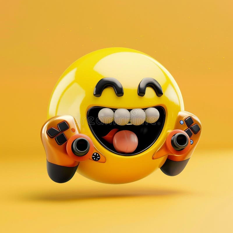 Smiley Face Holding Game Controller Playing Video Games Stock ...
