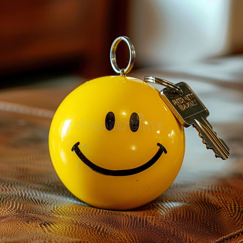 Smiley Face Holding Hotel Room Key Checking in Stock Illustration ...