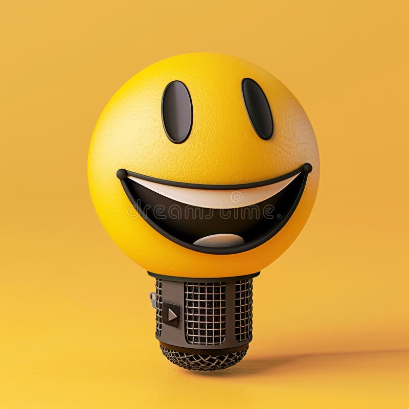 Smiley Face Holding Microphone Broadcasting Live Stock Illustration ...