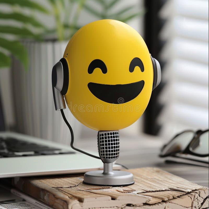 Smiley Face Holding Microphone Broadcasting Live Stock Illustration ...