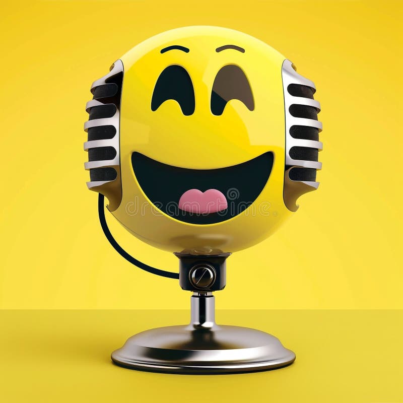 Smiley Face Holding Microphone Broadcasting Live Stock Illustration ...