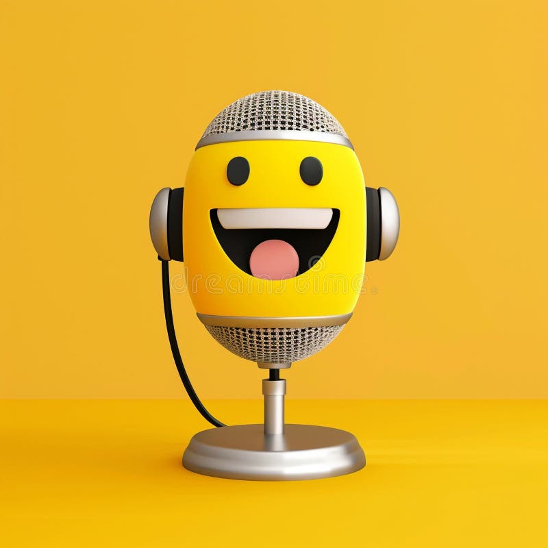 Smiley Face Holding Microphone Broadcasting Live Stock Illustration ...