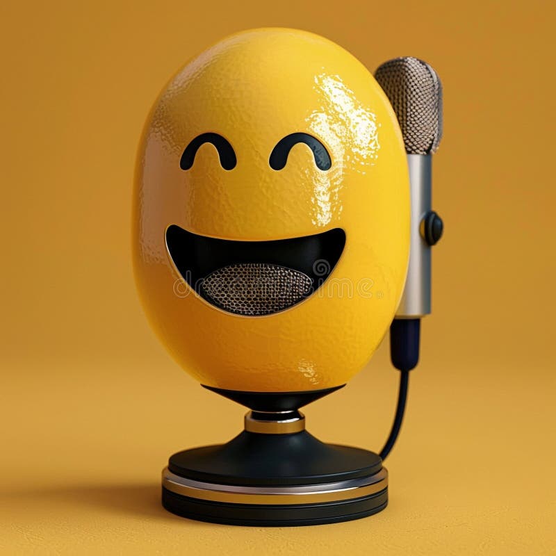 Smiley Face Holding Microphone Broadcasting Live Stock Illustration ...