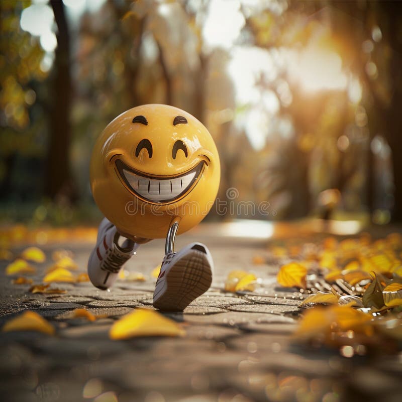 Smiley Face Jogging in a Park Stock Illustration - Illustration of ...
