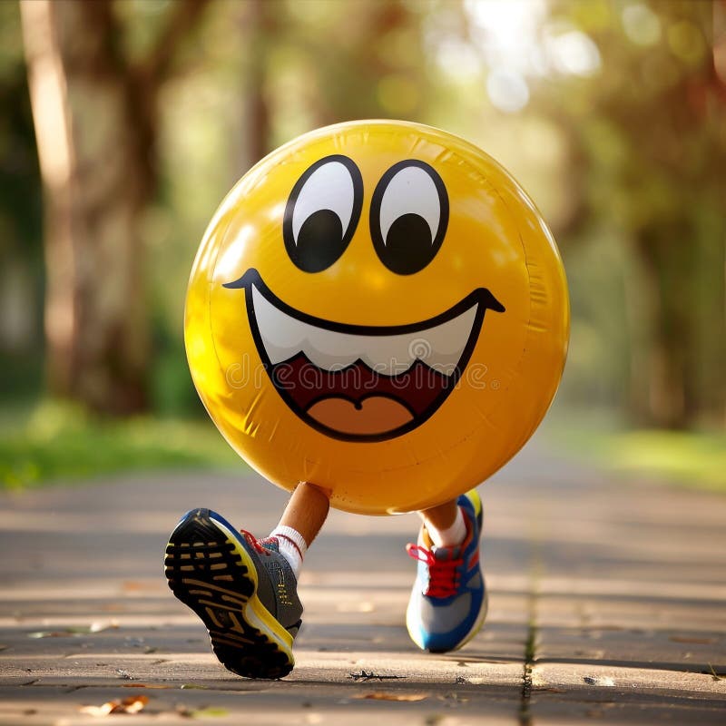 Smiley Face Jogging in a Park Stock Illustration - Illustration of ...