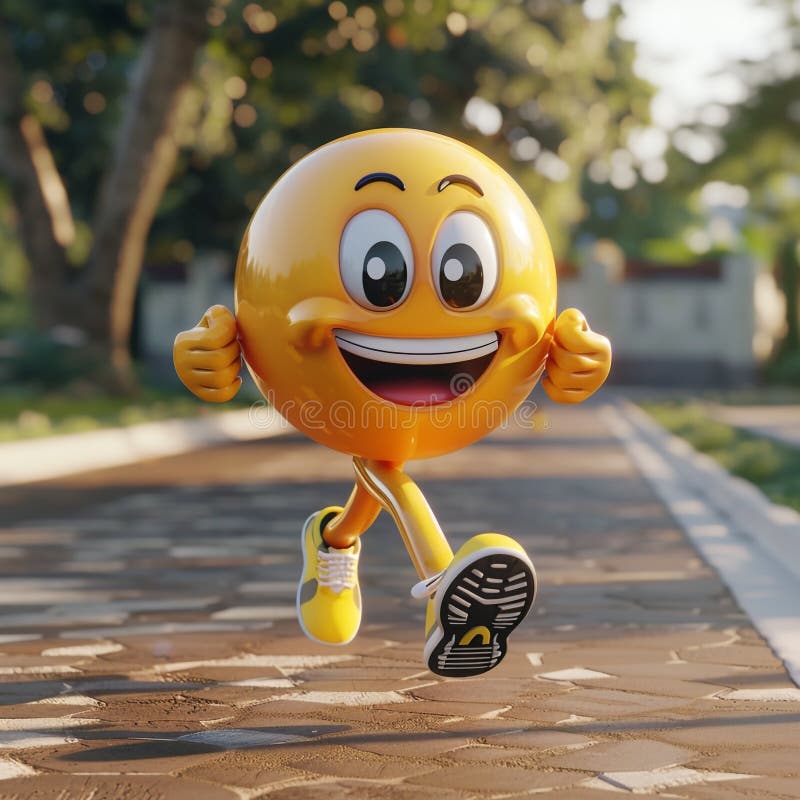 Smiley Face Jogging in a Park Stock Illustration - Illustration of ...