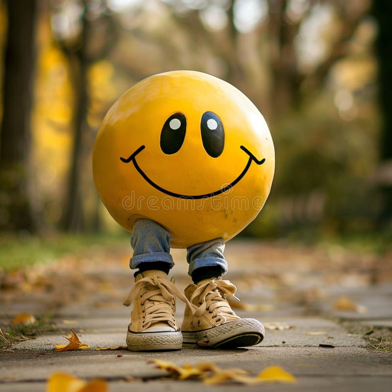 Smiley Face Jogging in a Park Stock Illustration - Illustration of ...