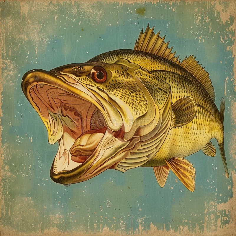 Smiley Face Jumping for Bait with a Bass Stock Illustration ...