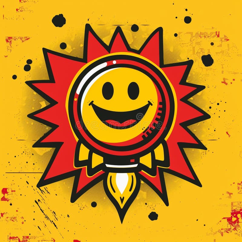 Smiley Face Launching Rocket Ship into Space Stock Illustration ...