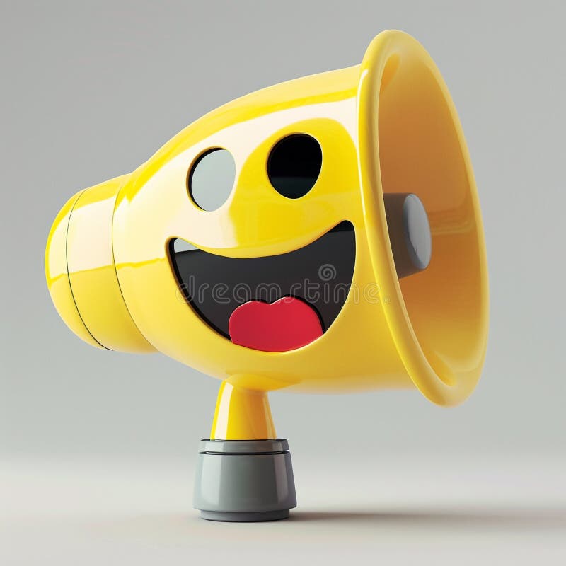 Smiley Face Making Announcement with Megaphone Stock Illustration ...