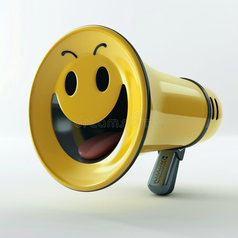 Smiley Face Making Announcement with Megaphone Stock Illustration ...