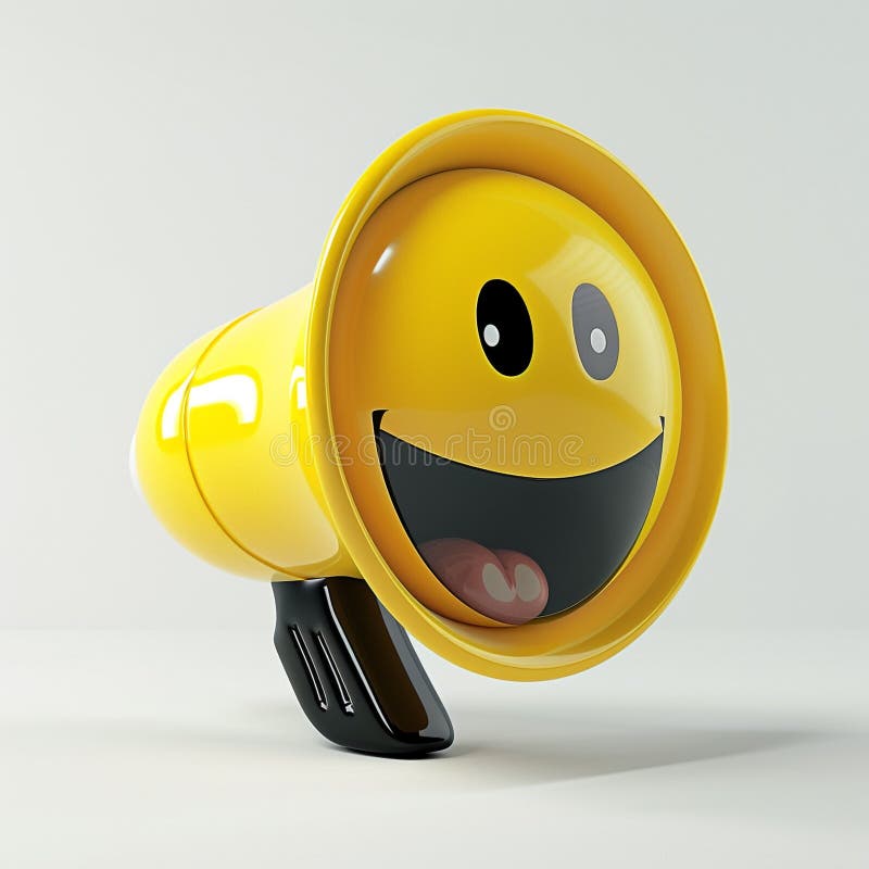 Smiley Face Making Announcement with Megaphone Stock Illustration ...