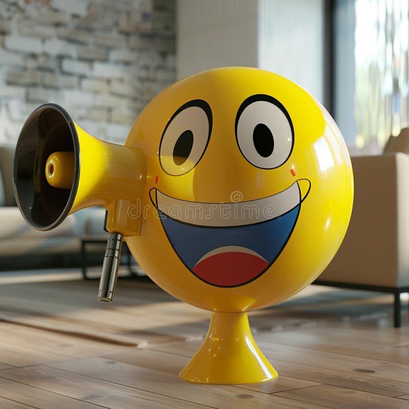 Smiley Face Making Announcement with Megaphone Stock Illustration ...