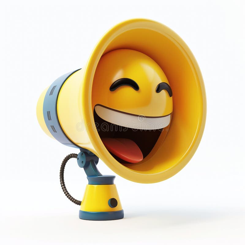 Smiley Face Making Announcement with Megaphone Stock Illustration ...